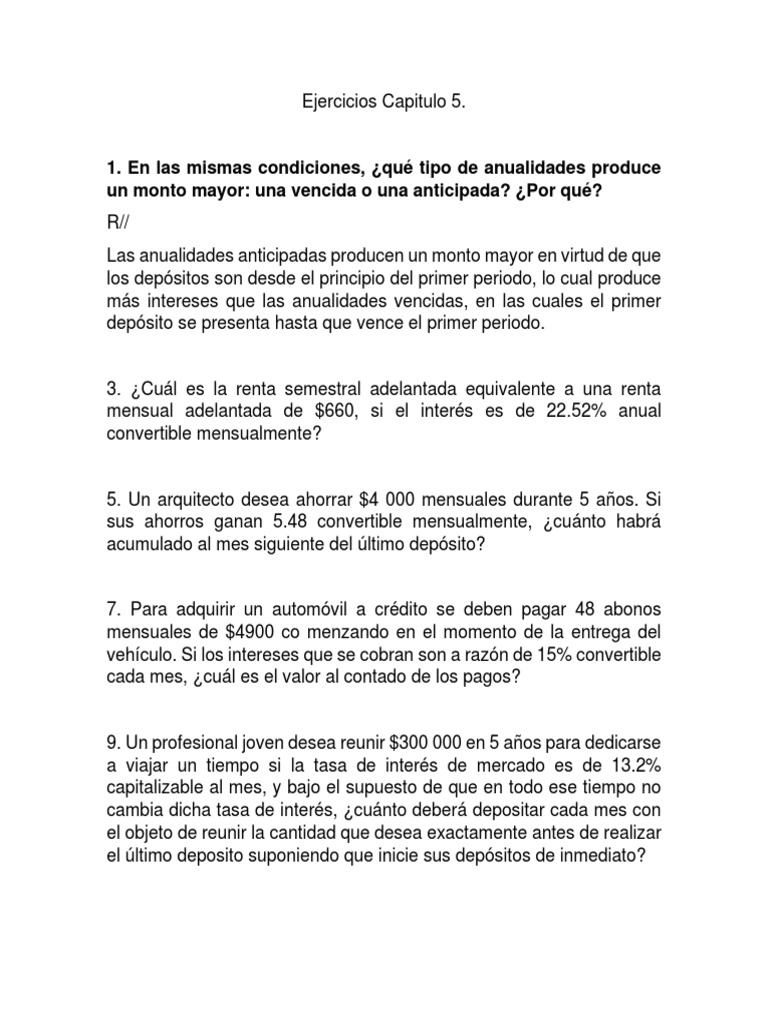 Ejercicios Capitulo 5 | PDF