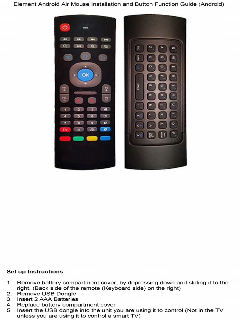 Air Mouse Remote Guide | PDF | Menu (Computing) | Computing