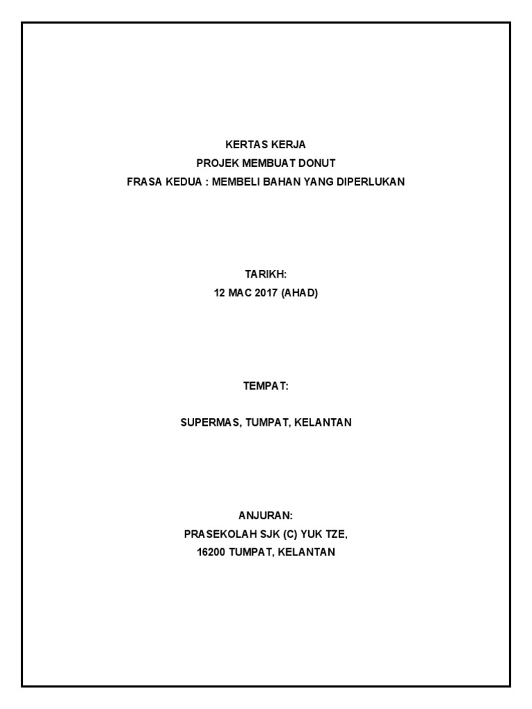 Kertas Kerja Projek Membuat Donut Pdf