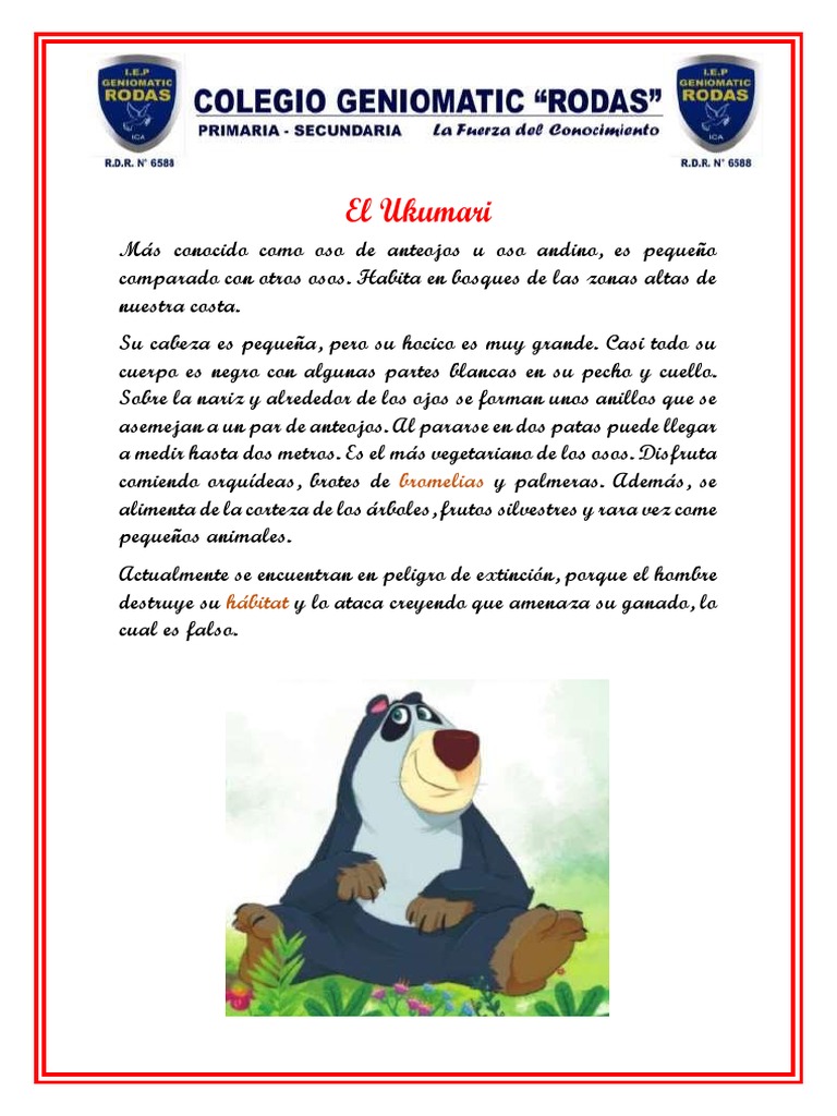 El Ukumari: Oso de Anteojos y su Significado | PDF | Hogar, jardinería ...