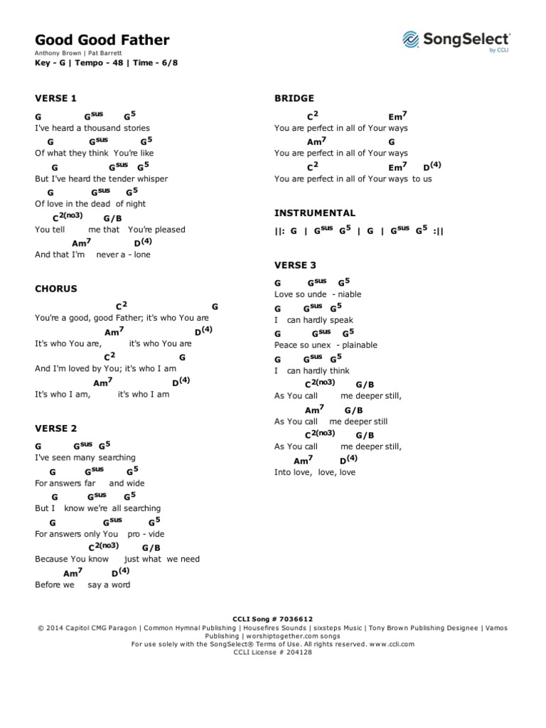 Good Good Father G | PDF | Songs | Musical Forms