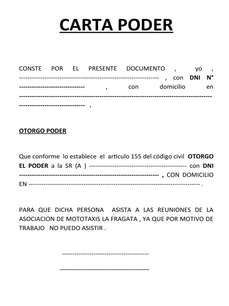 Carta Poder para Rellenar | PDF