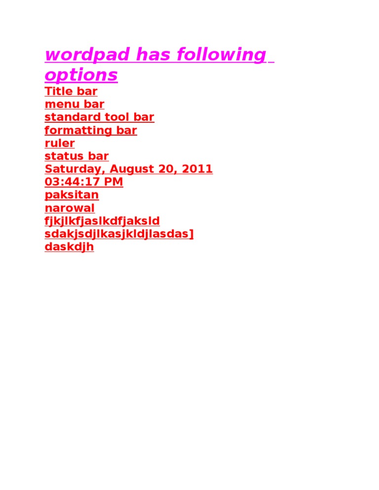 Introduction To Wordpad | PDF