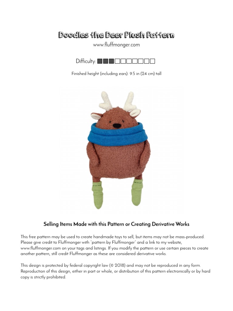 New Doodles the Deer Free Sewing Pattern Fluffmonger 11.26.18 | PDF | Seam (Sewing) | Clothing