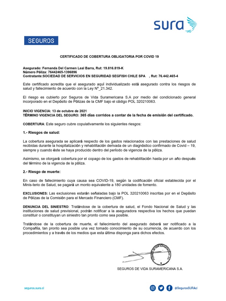 Certificado Covid fernanda leal | PDF
