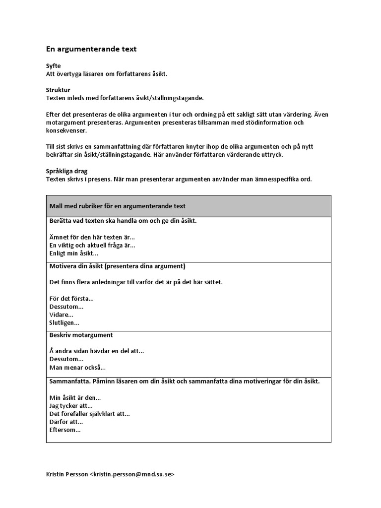 Argumenterande-text-matris-utformad-av-Kristin-Persson-MND | PDF