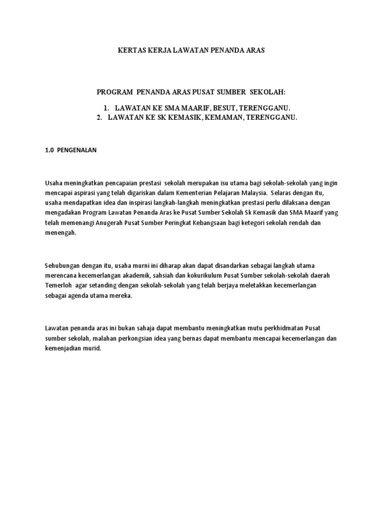 Kertas Kerja Penanda Aras | PDF