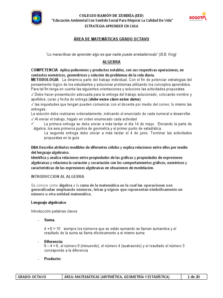 Guia de Octavo 2 | PDF | Mediana | Sustracción