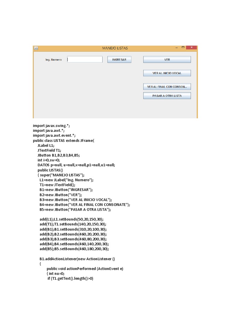 Gestión de Listas en Java | PDF | Programación de computadoras