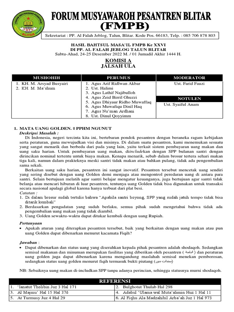 Hasil FMPB 2022 Komisi A | PDF