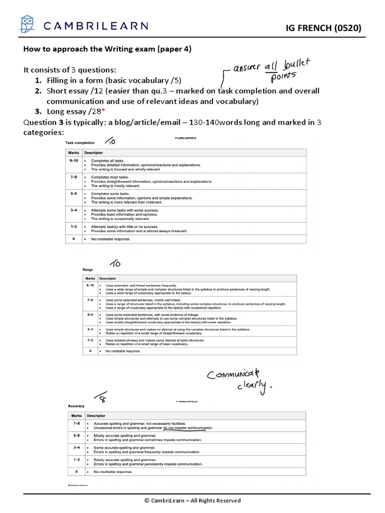IG French Writing Exam Tips | PDF | Foreign Language Studies