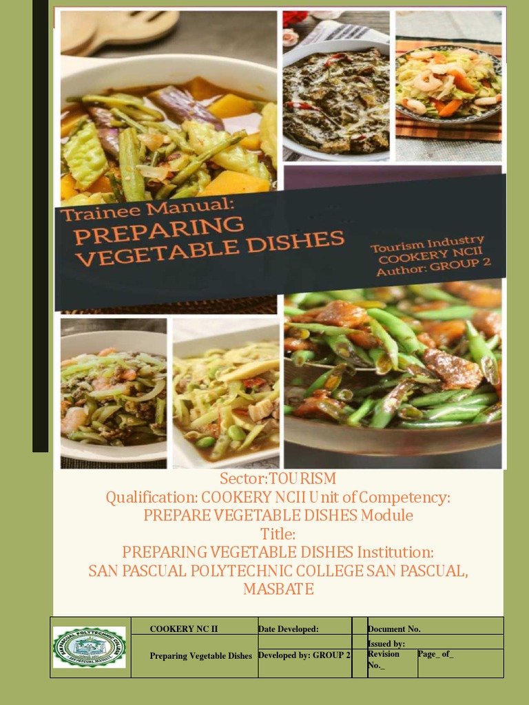 CBLM Prepare Vegetable Dishes | PDF | Cooking | Vegetables