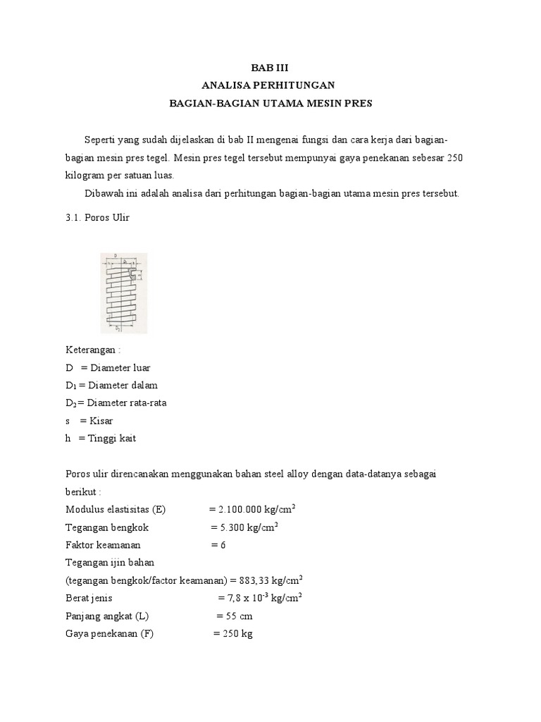 Analisis Poros Ulir dan Ulir Persegi | PDF