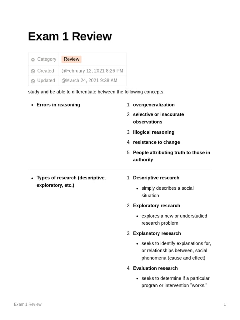 SDSU SOC 301 Exam_1_Review | PDF | Institutional Review Board | Methodology