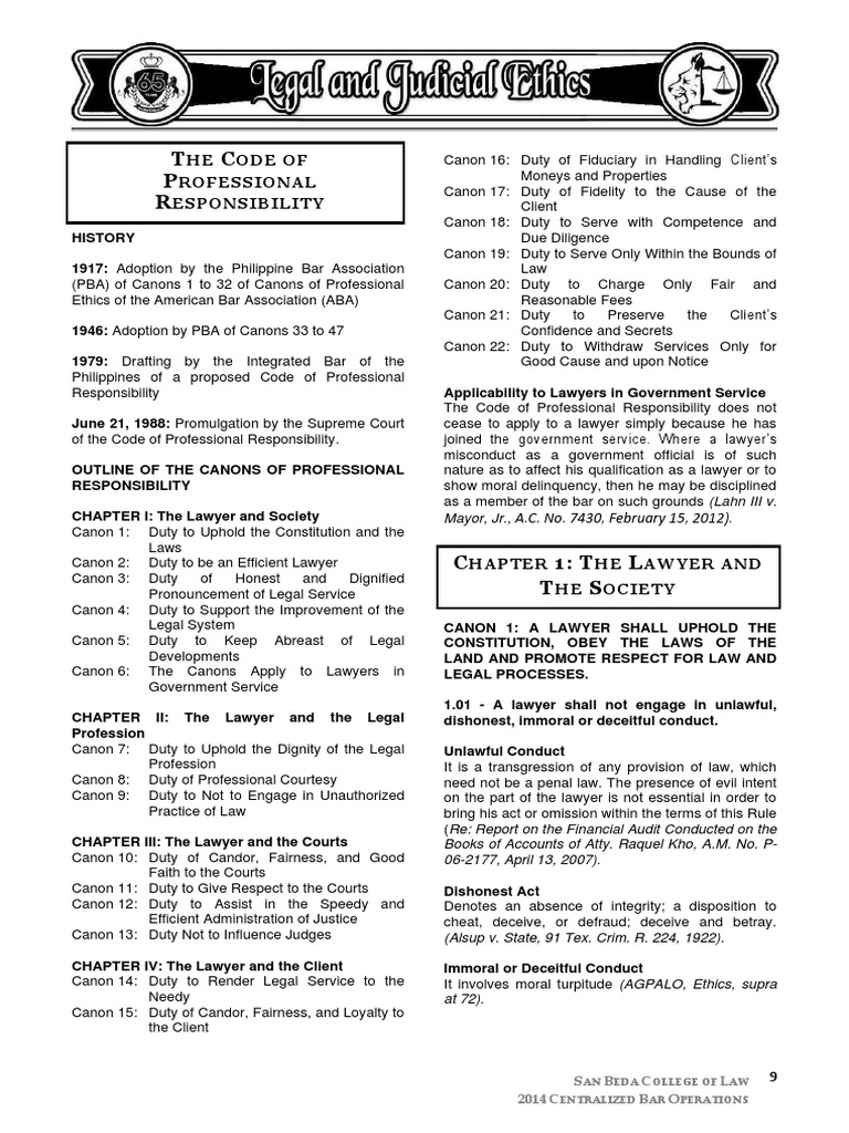 Code-of-Professional-Responsibility San Beda Notes | PDF | Prosecutor ...