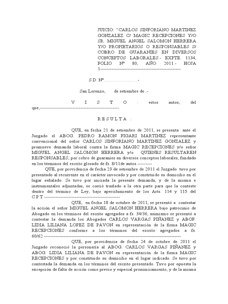 Sentencia Laboral | PDF | Demanda judicial | Ley procesal