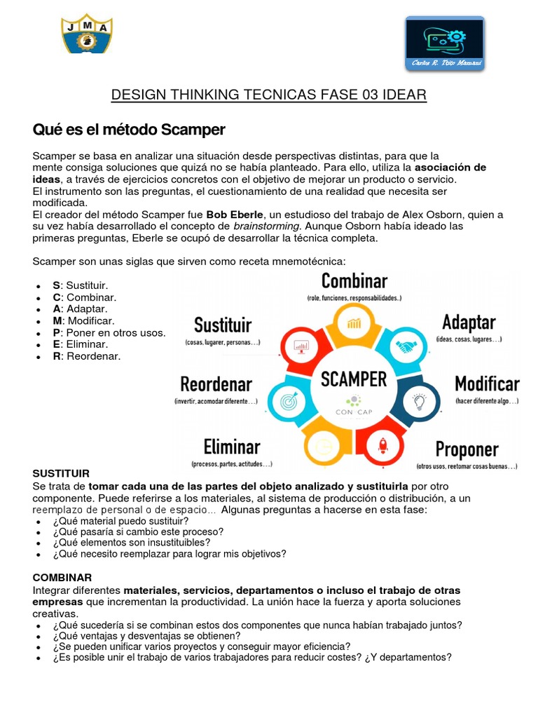 Técnicas Scamper en Design Thinking | PDF | Economias