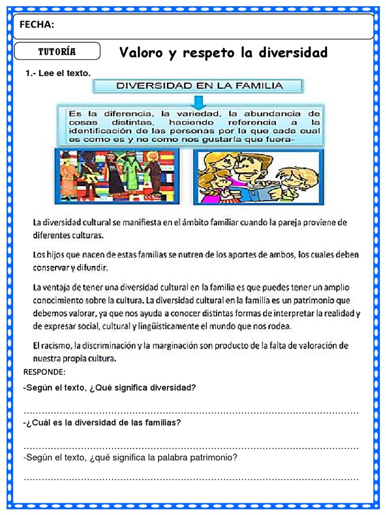 D2 A2 Ficha Tut Valoro Y Respeto La Diversidad Pdf