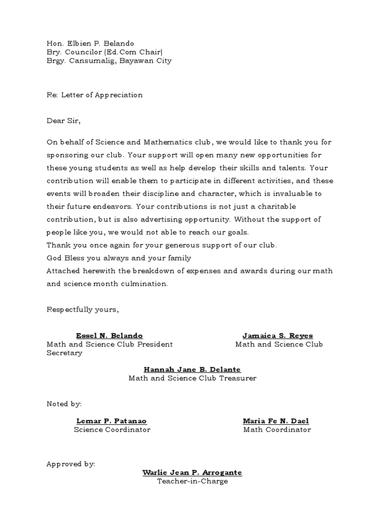 Letter of Gratitude | PDF