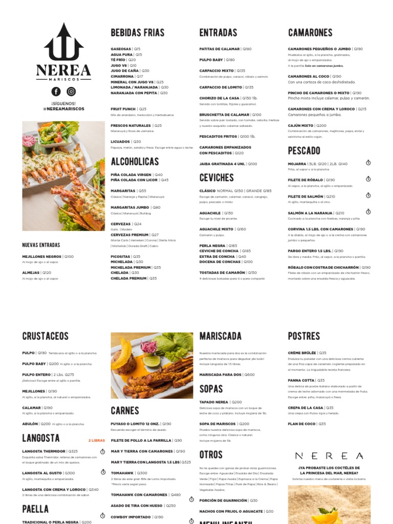 Menú Escuintla | PDF | Mariscos | Cocina occidental