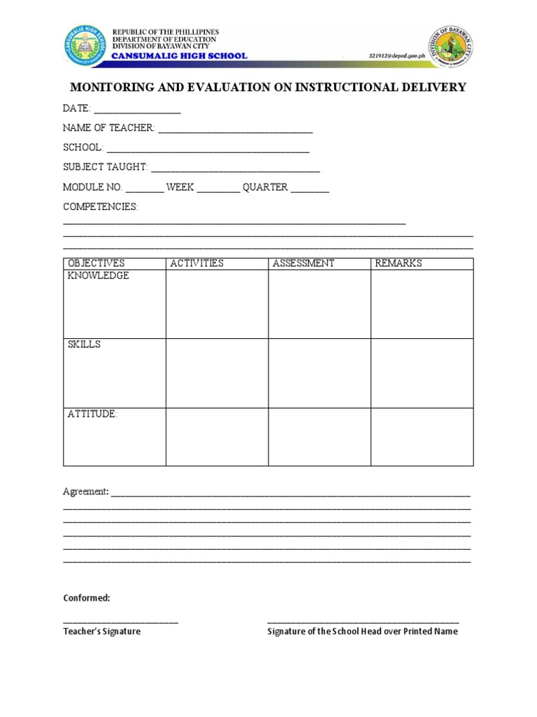 Instructional Delivery Evaluation Form | PDF | Career & Growth