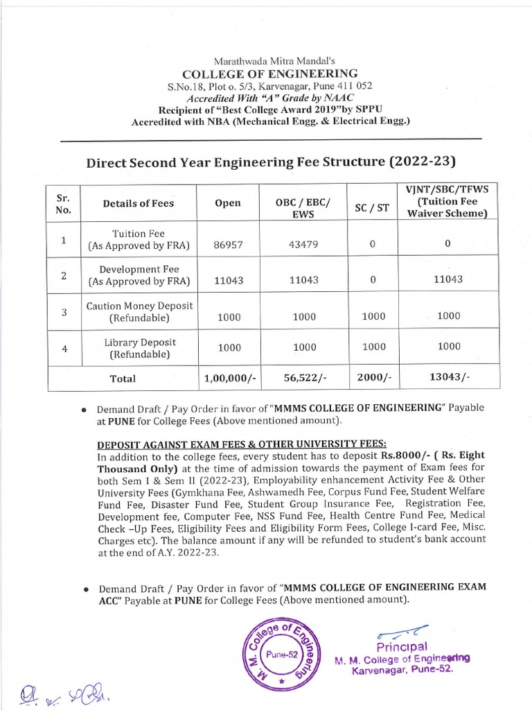 2 - Fees Structure For DSE For Academic Year 2022-2023 | PDF 2 - Fees Structure For DSE For Academic Year 2022-2023 | PDF