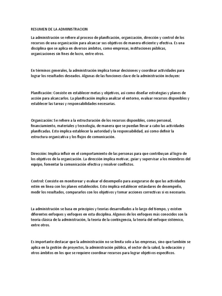 Resumen de La Administracion | PDF