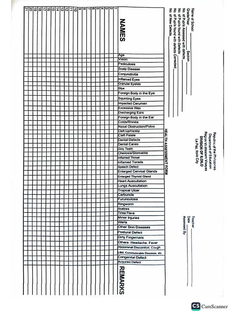 School Health Examination Card | PDF