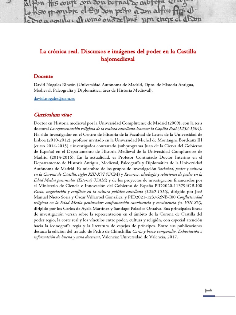 Crónica Real en Castilla Medieval | PDF | Historiografía | Nobleza