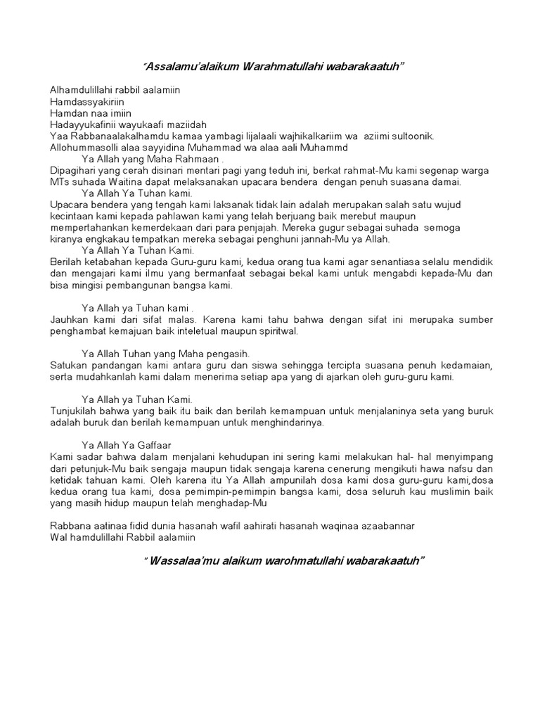 Doa Upacara Hari Senin | PDF