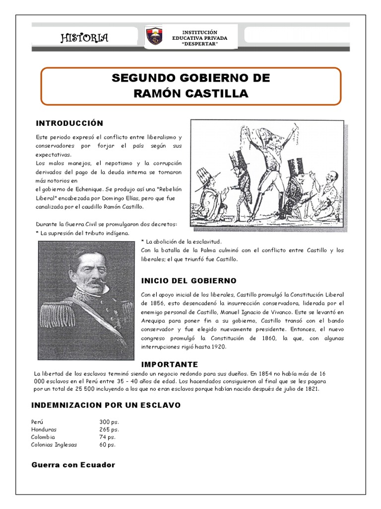 2º Gob de Ramon Castilla | PDF | Esclavitud | Perú