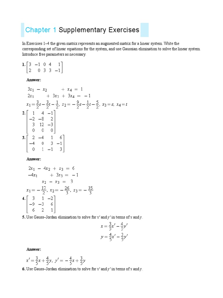 Chapter 1 Supplementary Exercises | PDF | System Of Linear Equations | Matrix (Mathematics)