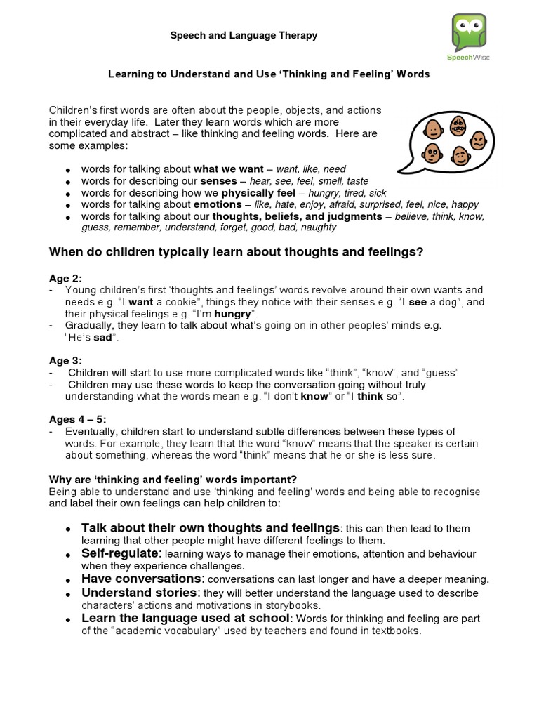 Understanding Thinking and Feeling Words | PDF | Feeling | Thought