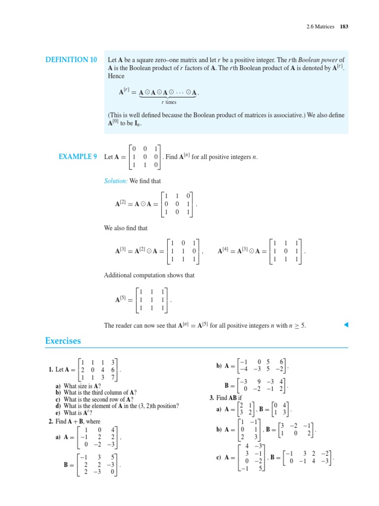 Exercises Matrics | PDF | Set (Mathematics) | Matrix (Mathematics)