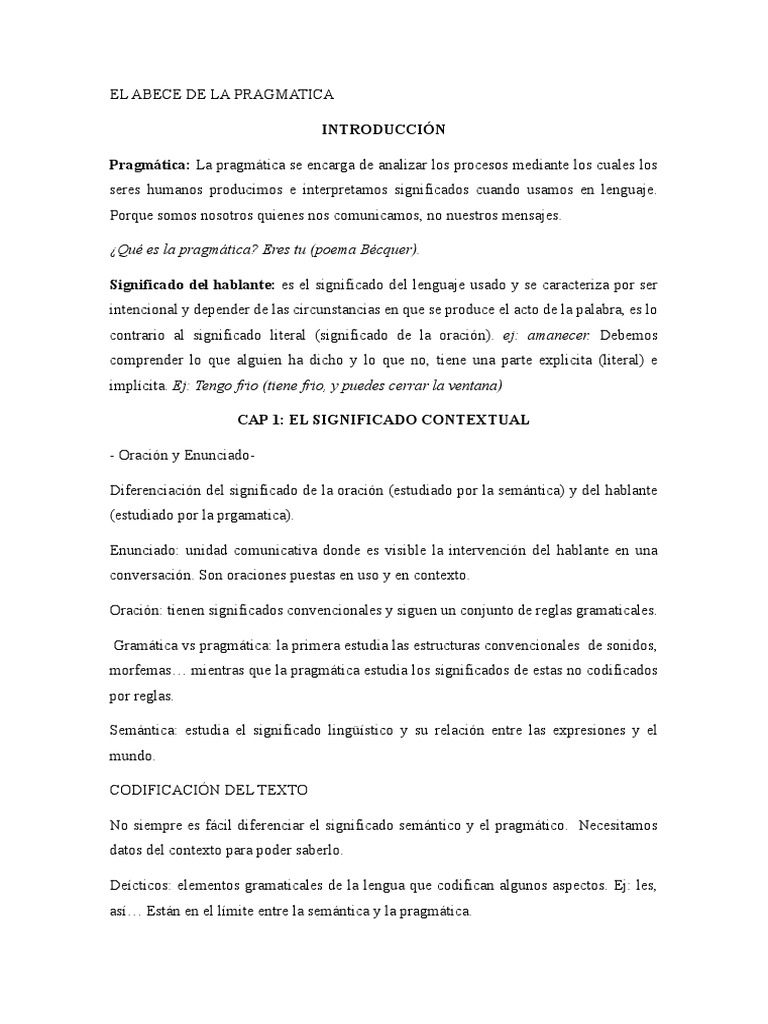 El Abece de La Pragmatica - Resumen | PDF | Oración (Lingüística ...