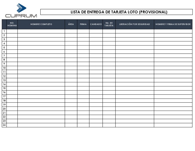 Lista de Entrega de Tarjeta Loto | PDF