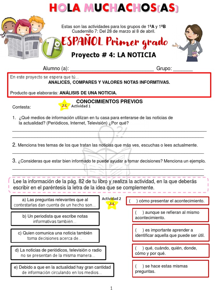 Español 1o Cuadernillo 7 ESPAÑOL La Noticia PDF | PDF | Medios de comunicación en masa