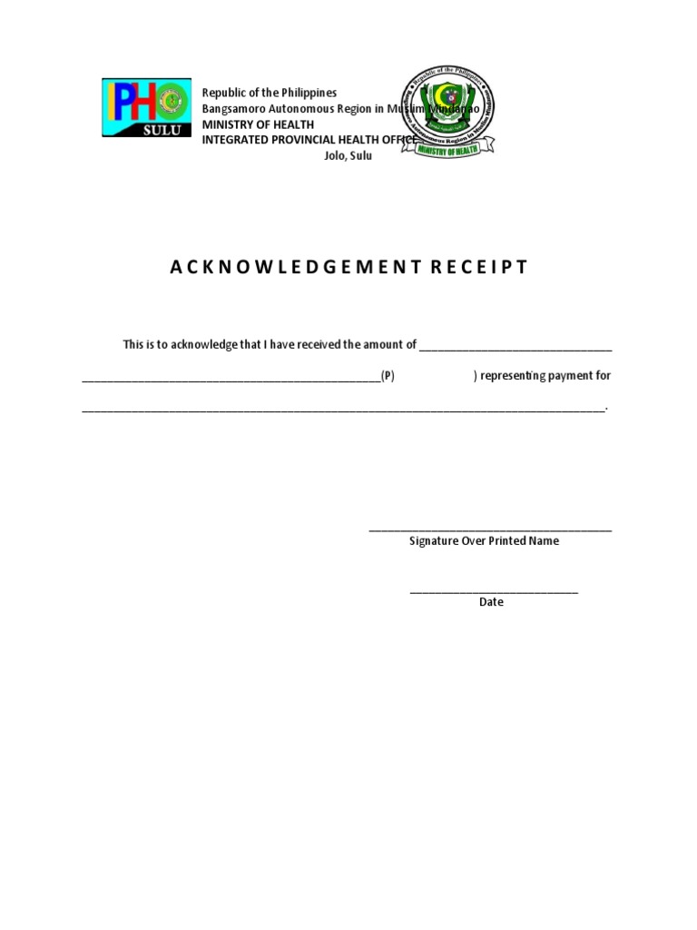 Acknowledgment Receipt Template BARMM | PDF | Service Industries ...