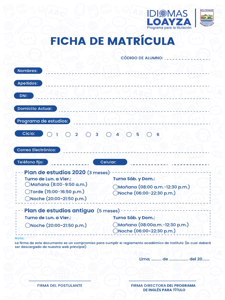 Ficha de Matricula | PDF