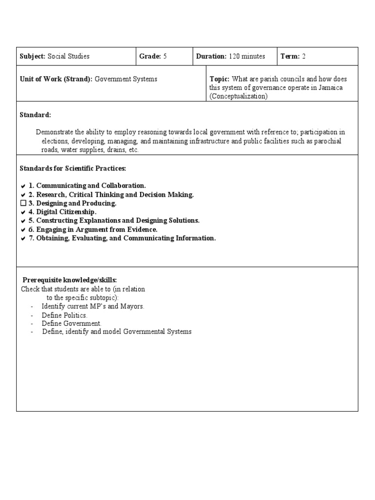 Lesson Plan Government Systems (Concpetual Understanding) | PDF ...