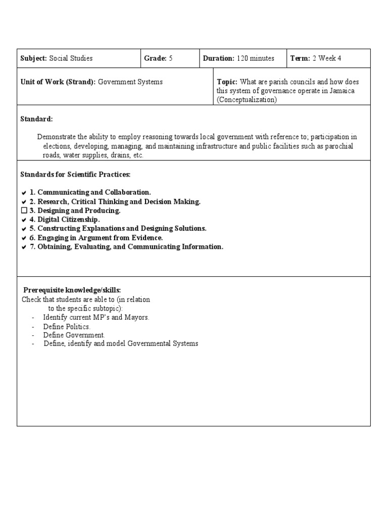 Lesson Plan Government Systems Week of the 20th (Concpetual ...