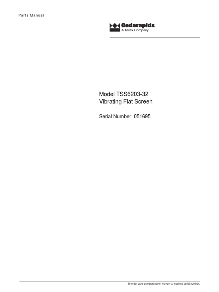 Model TSS6203-32 Vibrating Flat Screen: Serial Number: 051695 | PDF