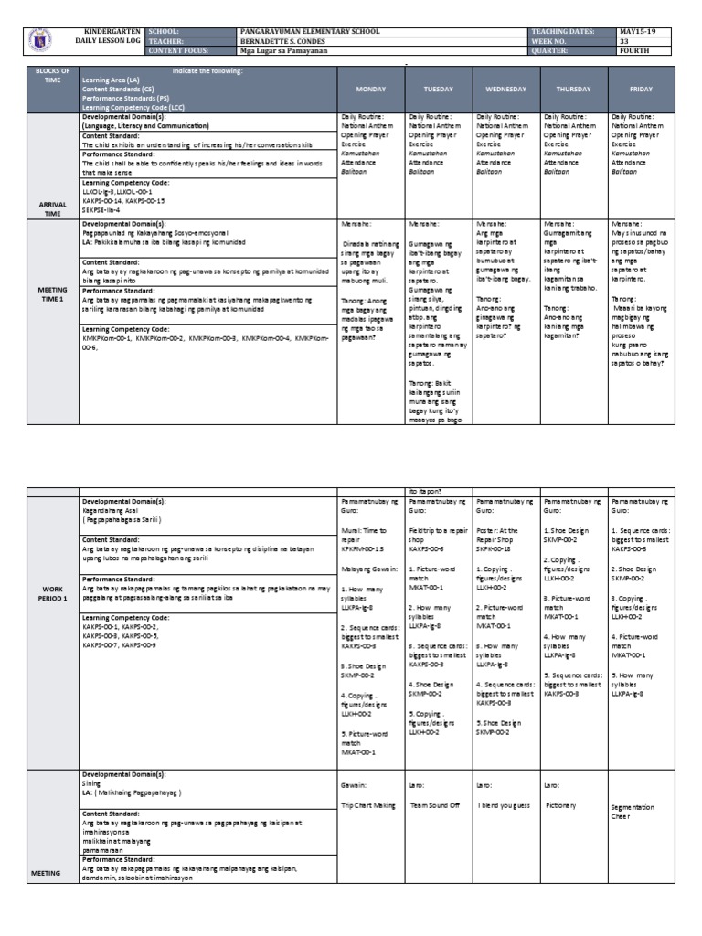 DLL Kinder Q4 W3 | PDF