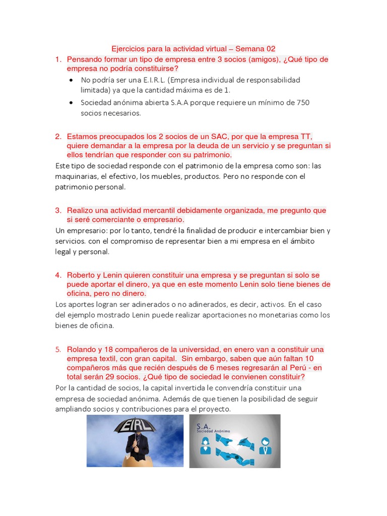 Ejercicios para La Actividad Virtual | PDF