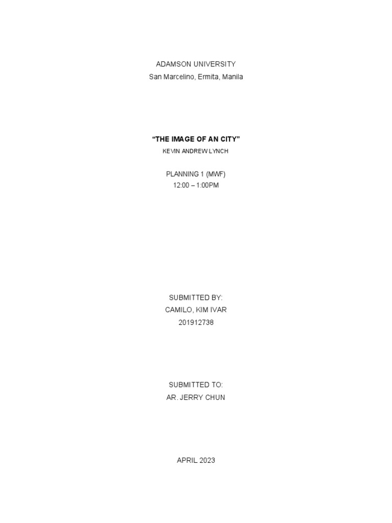 Kevin Andrew Lynch | PDF | Space | Mental Image Kevin Andrew Lynch | PDF | Space | Mental Image