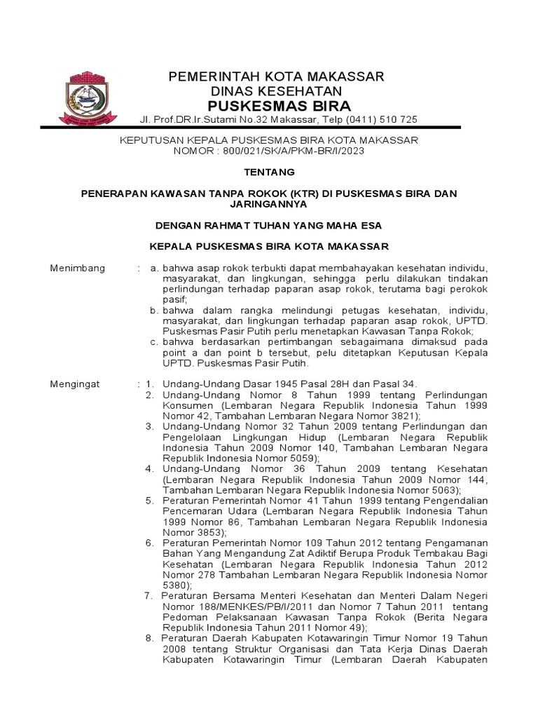 145d.1 SK-Ka KAWASAN BEBAS ROKOK (021) & SK TIM | PDF