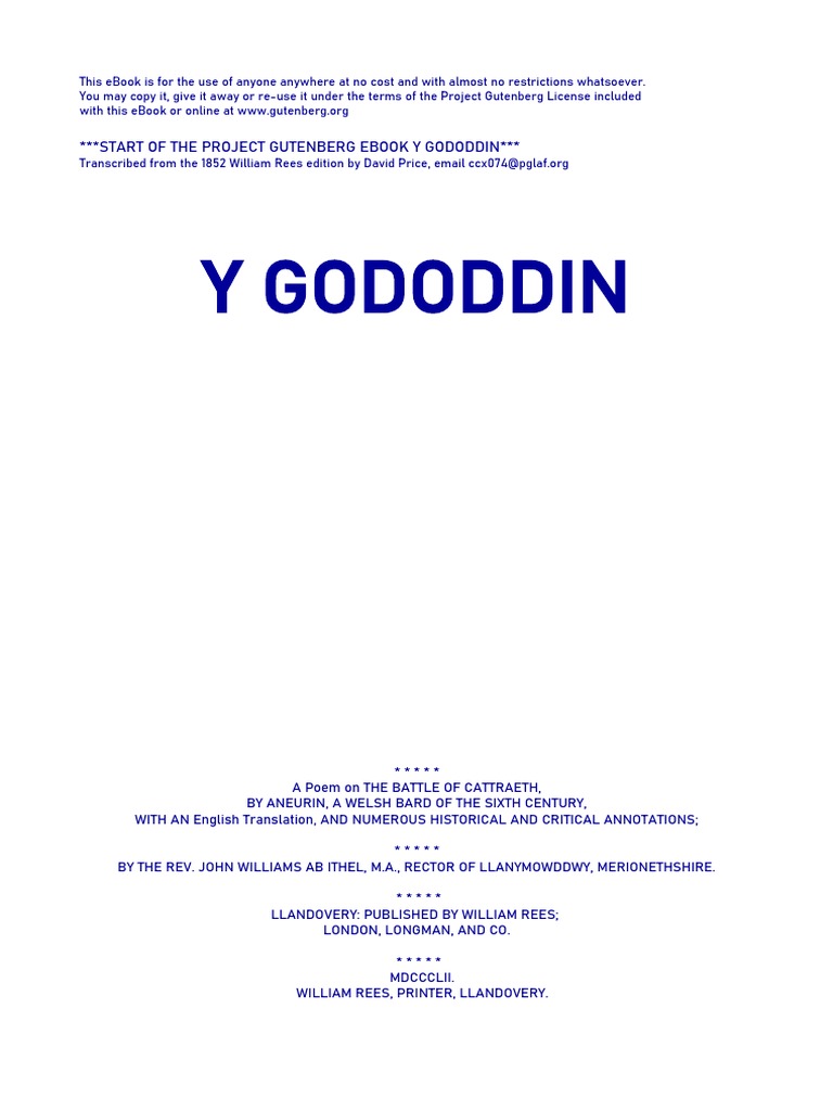 Y Gododdin | PDF | Medieval Wales | Sub Roman Britain