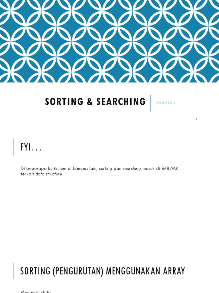 Sorting & Searching: Materi Ke-5 | PDF