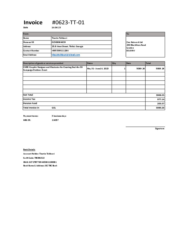 Invoice Tinatin | PDF