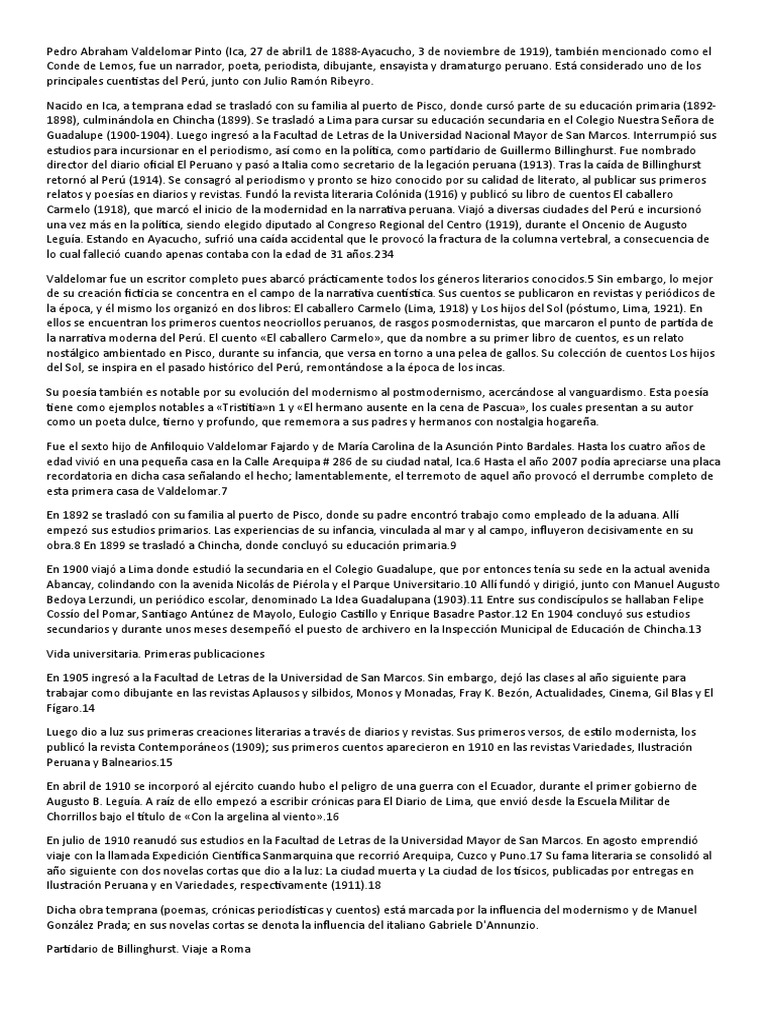 Abraham Valdelomar | PDF | Clásicos